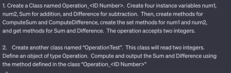 Solved Create A Class Named Operationcreate A Class Named