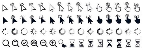 Set Of Flat Cursor Icons In Hand And Arrow Form Mouse Click Cursor Set Arrow And Hand Pointer