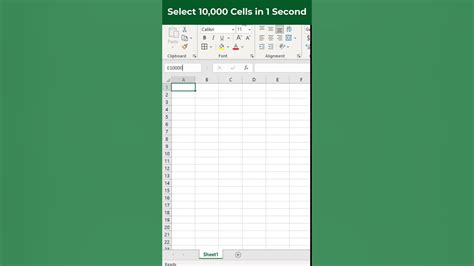 Select 10000 Cells In 1 Second In Ms Excel Excel Exceltips