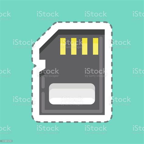 스티커 라인 컷 메모리 카드 컴퓨터 구성 요소 기호에 적합합니다 편집 가능한 간단한 디자인 디자인 템플릿 벡터 간단한 그림 0명에 대한 스톡 벡터 아트 및 기타 이미지