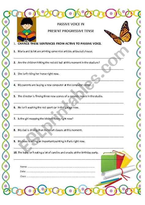 Passive Voice In Present Progressive Tense Esl Worksheet By Mercy