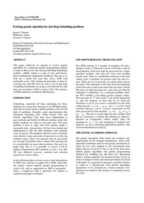Pdf Evolving Genetic Algorithm For Job Shop Scheduling Problems