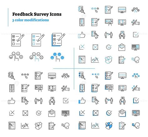 Free Feedback Survey Outline Icons Collection Set Vector Illustration