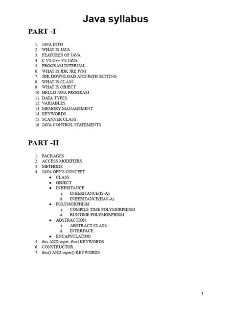 Java Syllabus Pdf Method Computer Programming Class Computer