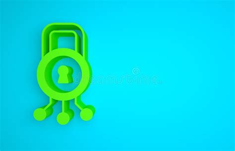 Green Cyber Security Icon Isolated On Blue Background Closed Padlock On Digital Circuit Board
