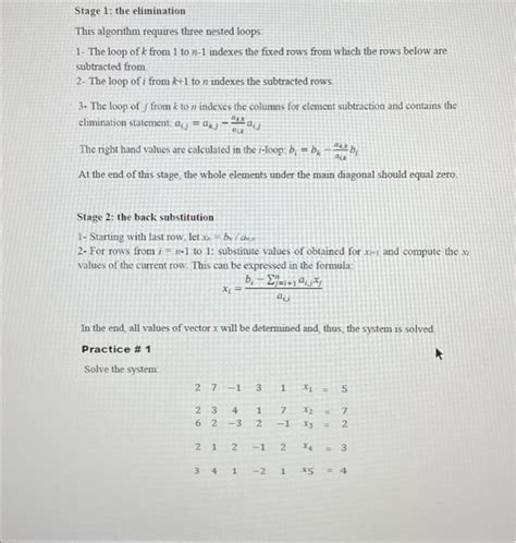 Solved Stage 1 The Elimination This Algorithm Requires
