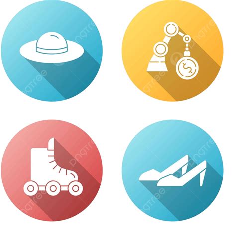 Set Of Long Shadow Glyph Icons In Flat Design For The Fashion Industry Vector Logotype