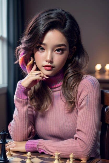 Belle Femme Aux Cheveux Longs Jouant Aux Checs Est Une Illustration De Fond D Cran