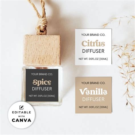 Car Diffuser Label Template Canva Editable Hanging Diffuser Label