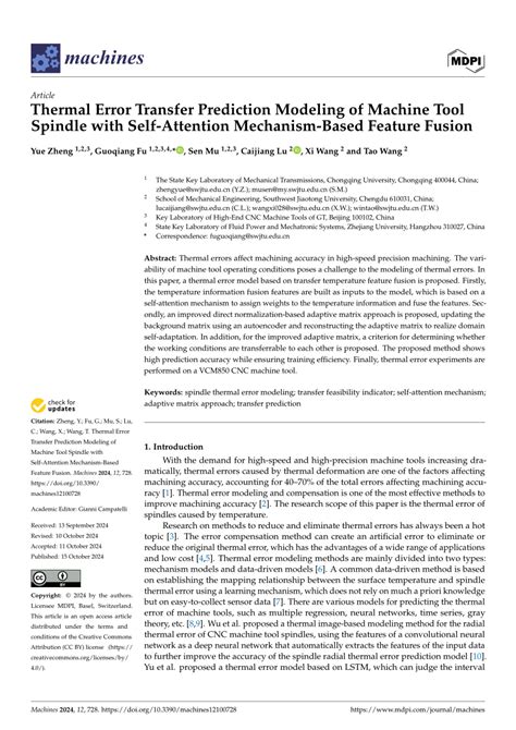 Pdf Thermal Error Transfer Prediction Modeling Of Machine Tool
