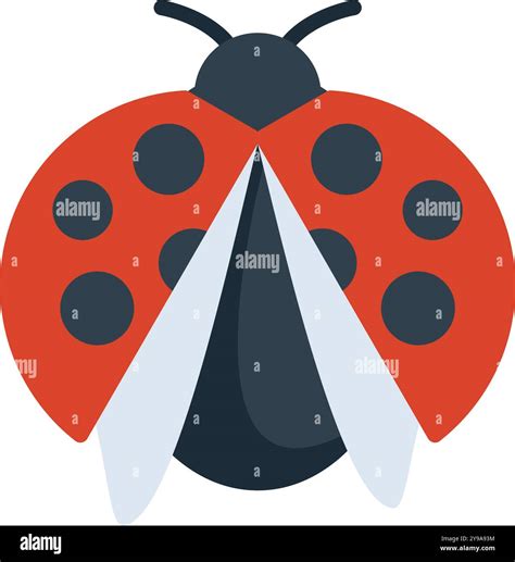 Cute Red Ladybug With Black Dots Is Opening Its Wings To Fly Away Stock
