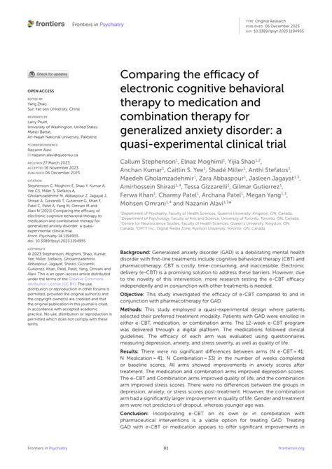 Pdf Comparing The Efficacy Of Electronic Cognitive Behavioral Therapy