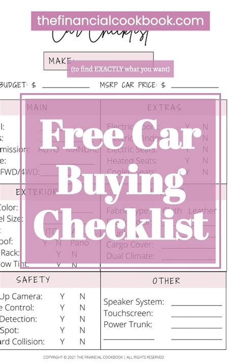 Free Car Buying Checklist Car Buying Easy Money Online Save Money