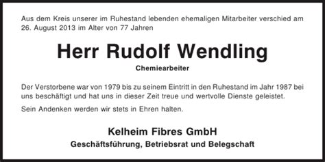 Traueranzeigen Von Rudolf Wendling Mittelbayerische Trauer