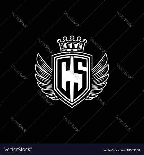 Cs Logo Monogram Shield Crown Luxury Design Vector Image