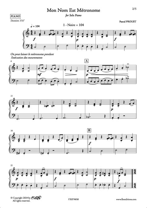 p proust mon nom est métronome sheet music for piano