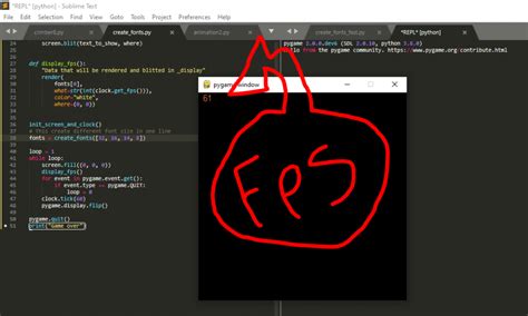 Pygame How To Display The Frame Rate Fps On The Screen Python