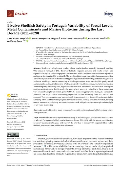 Pdf Bivalve Shellfish Safety In Portugal Variability Of Faecal Levels Metal Contaminants And