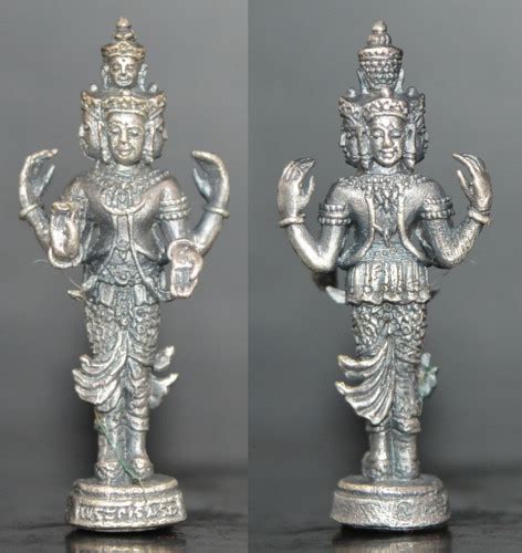 พระตรีมูรติ รุ่นเทพประทานพร เนื้อสัมฤทธิ์ชุบซาติน หลวงปู่คีย์ วัดศรีลำยอง 2547