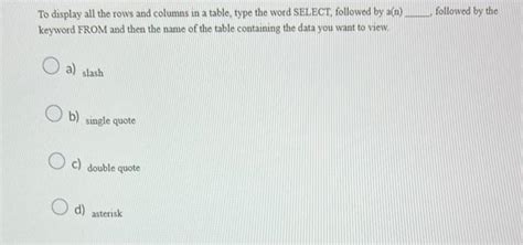 Solved Which Data Type Should You Use For Columns That