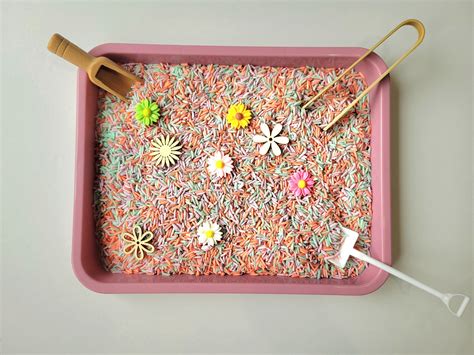 Flower Sensory Bin Filler Spring Sensory Kit Rice Sensory Etsy