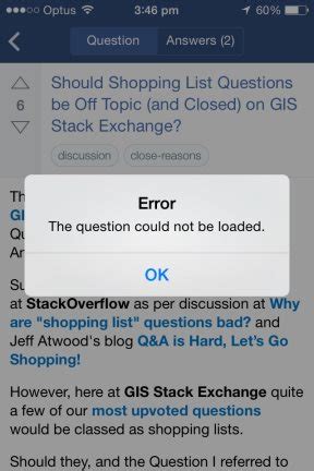 Why Does Link To Meta Stack Exchange Give Error The Question Could Not Be Loaded On IOS App