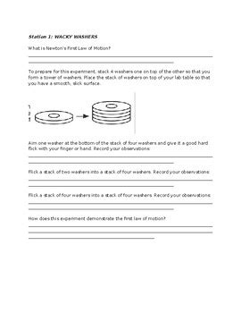 Newton S First Law Of Motion Lab Stations By Macy Morrison TPT