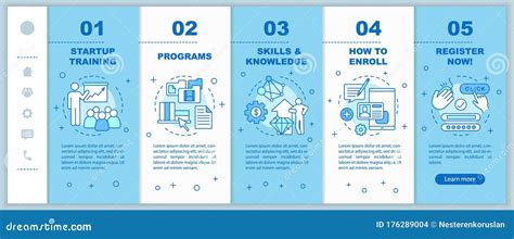 Startup Education Onboarding Mobile Web Pages Vector Template Stock