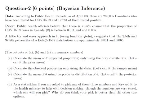 solved question 2 [6 points] bayesian inference data