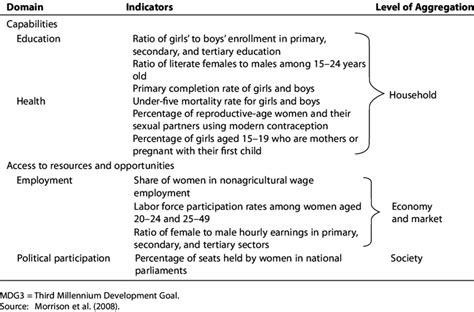 Indicators Of Gender Equality Under The MDG Plus Approach Download Table