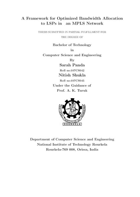 pdf a framework for optimized bandwidth allocation to lsps in