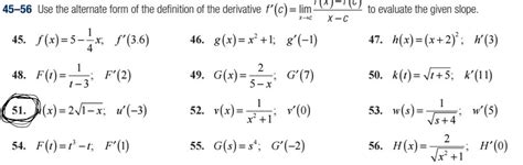 Solved 45 56 ﻿use The Alternate Form Of The Definition Of