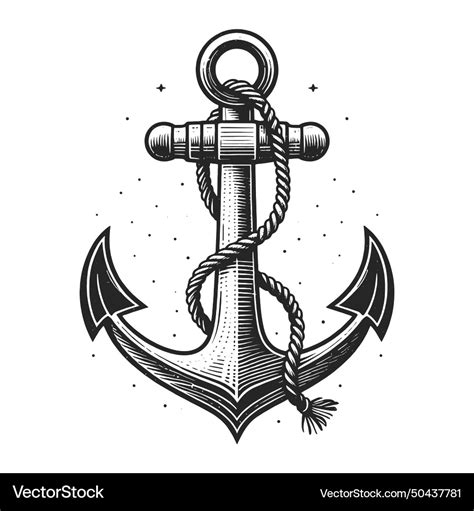 Anchor With Rope Sketch Royalty Free Vector Image