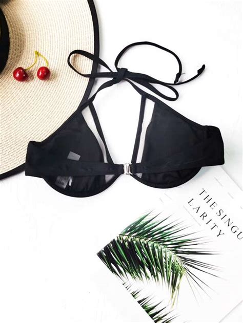 Shein Swim Chicsea Harness Halter Push Up Bikini Top Shein Uk