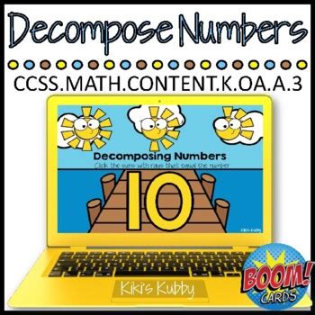 BOOM CARDS K OA A 3 Decomposing Numbers Summer Deck 5 By Kiki S Kubby
