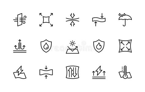 Fabric Properties Related Vector Linear Icons Set Isolated Icon Collection Such As Breathable
