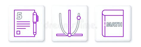 Set Line Book With Word Mathematics Test Exam Sheet And Pen And Graph Schedule Chart Diagram