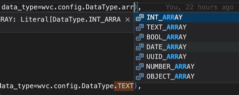 how to use array of text datatype with typescript client support