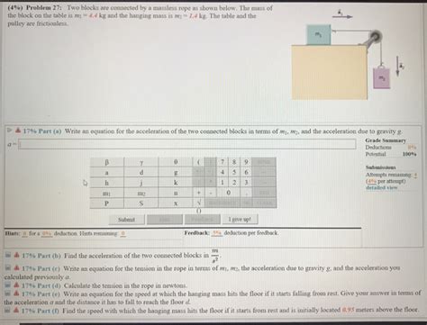 Solved 490 Problem 27 Two Blocks Are Connected By A