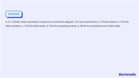 ⏩solvedin 2 7 A Finite State Automaton Is Given By A Transition
