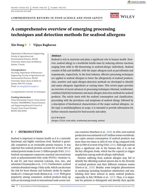 Comp Rev Food Sci Food Safe 2022 Dong A Comprehensive Overview Of Emerging Processing
