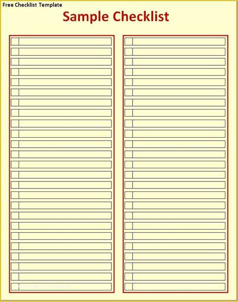 Free Checklist Template Word Of Survey Sheet With Yes No Checklist Template