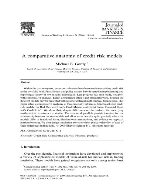 A Comparative Anatomy Of Credit Risk Models Pdf Exponential Function Risk