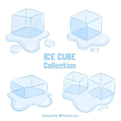 Free Vector Ice Cube Collection With Hand Drawn Style