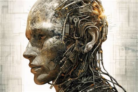 Human Head Made Of Cogs And Circuits Concept Image For Artifical