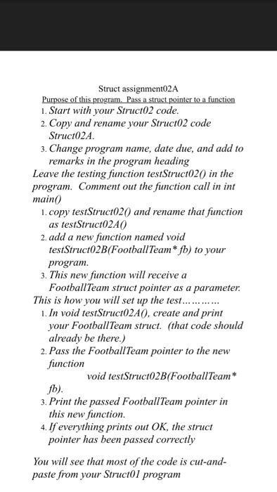 Solved Struct Assignment02a 1 Start With Your Struct02 Code