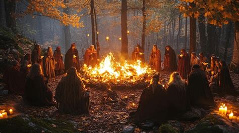 Traditional Samhain Festival With Bonfire Premium Ai Generated Image
