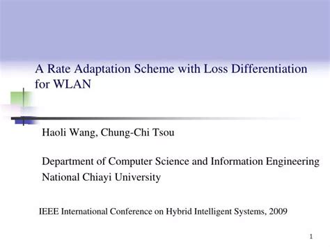 Ppt A Rate Adaptation Scheme With Loss Differentiation For Wlan Powerpoint Presentation Id