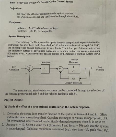 Solved Title Study And Design Of A Second Order Control Chegg