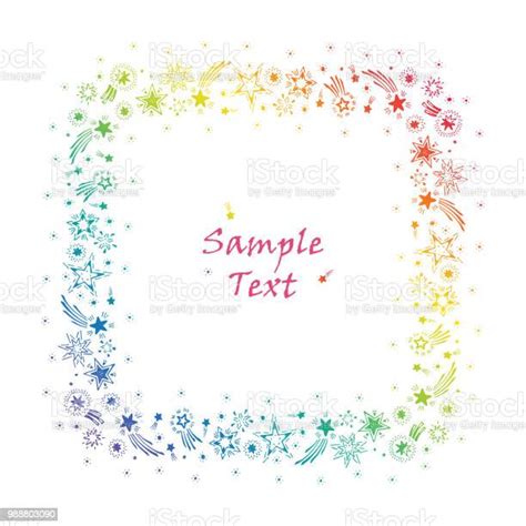 축 하입니다 레인 보우 별 휴일 카드 템플릿입니다 사각형 프레임입니다 손으로 그린 낙서 불꽃 벡터 일러스트 레이 션 무지개에 대한 스톡 벡터 아트 및 기타 이미지 Istock